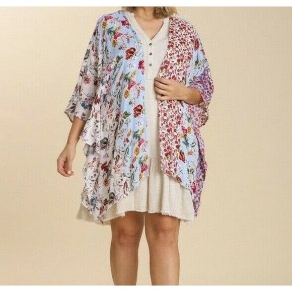 Umgee | Tops | New Umgee Duster Kimono Mixed Floral Boho Peasant Plus ...